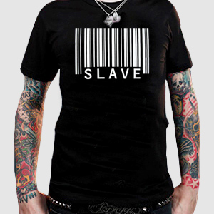 Barcode "SLAVE" T-Shirt by Scott Blake